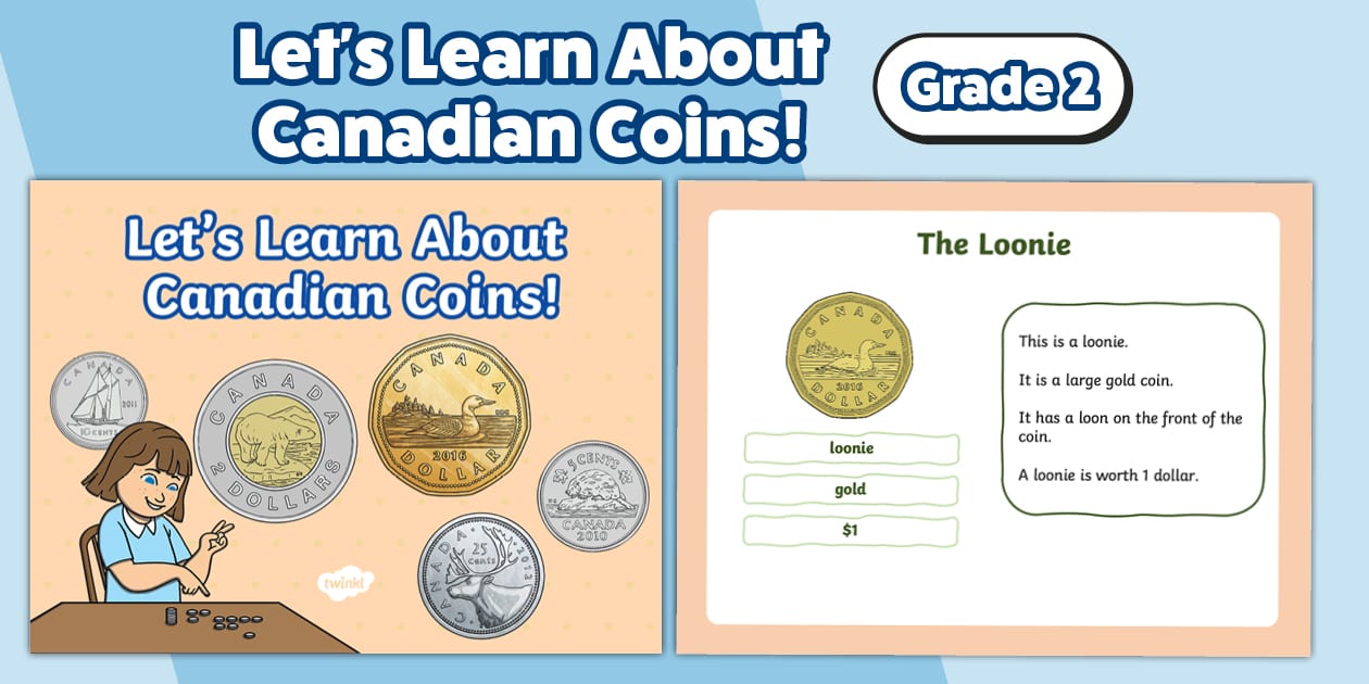 Identifying and Representing Canadian Coins to 200¢ PowerPoint Lesson