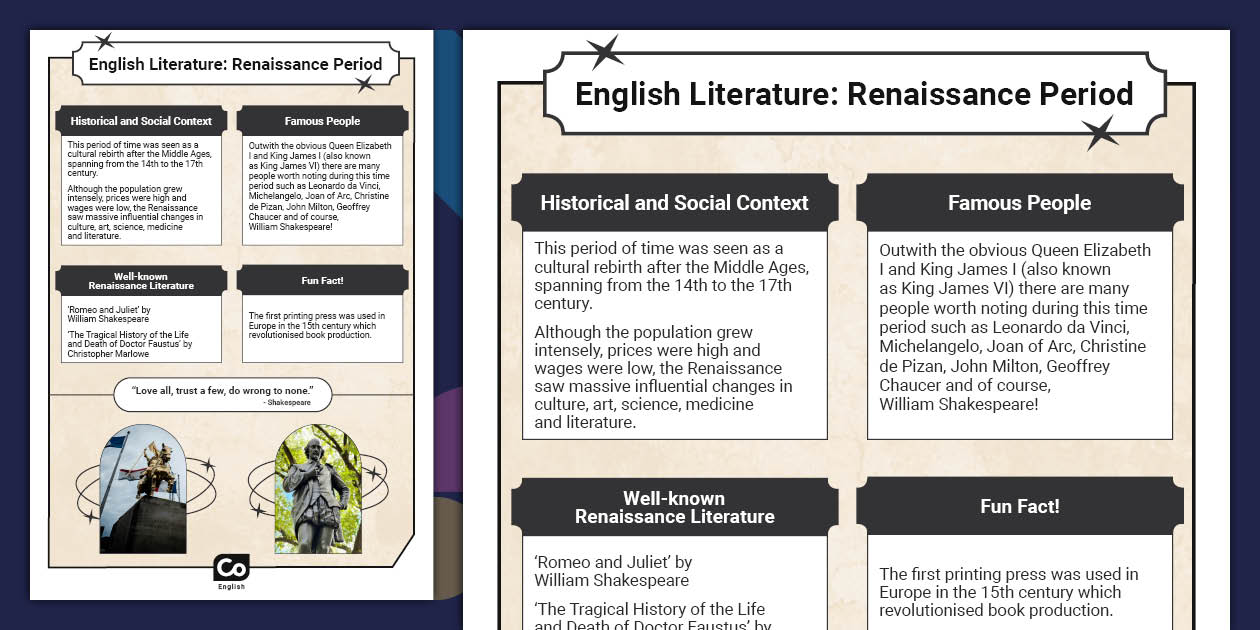 English Literature: Renaissance Period Poster (teacher made)