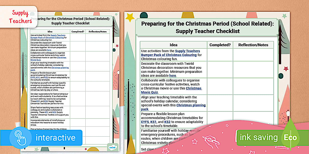 Preparing for the Christmas Period: Supply Teacher Checklist