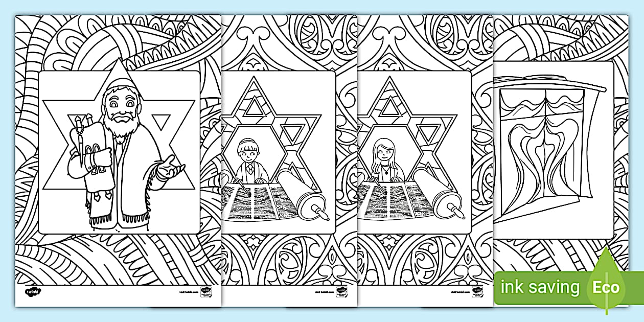 The Torah Scroll Colouring Sheets | Torah Scroll | Twinkl