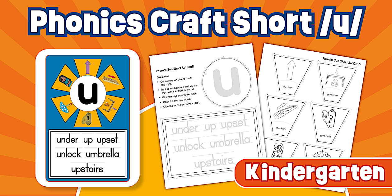 Kindergarten Phonics Sun Craft Short /u/