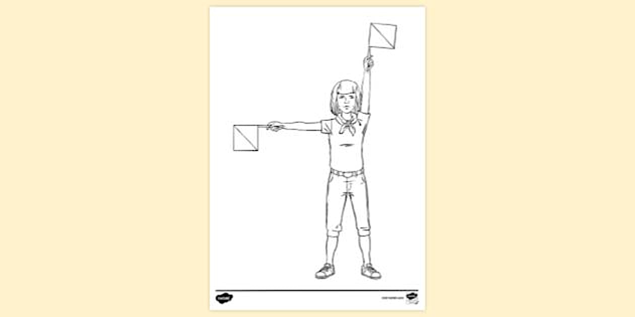 Semaphore P Colouring Sheet | Colouring Sheets - Twinkl