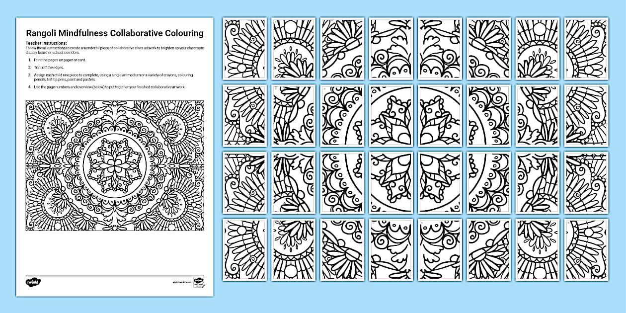 Rangoli Mindfulness Collaborative Colouring Activity