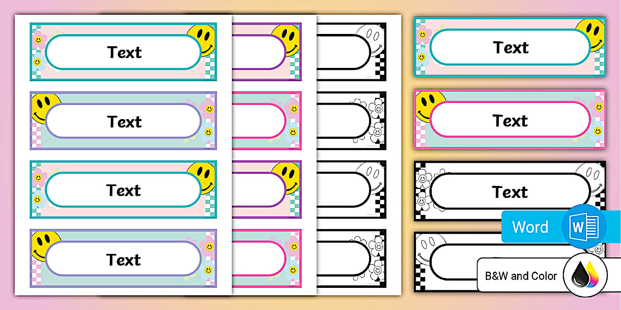 Retro 90s Editable Name Labels (teacher made) - Twinkl