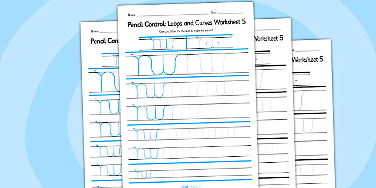Black and White Pencil Control Loops And Curves Worksheet 5