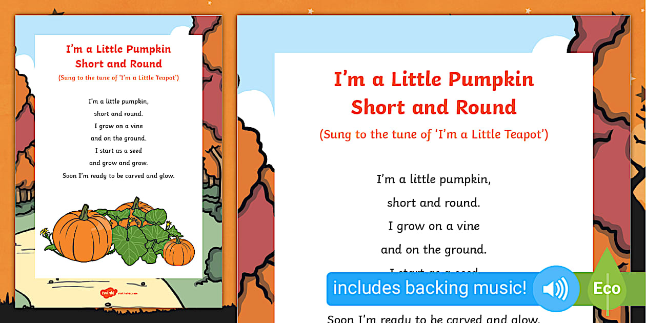 Cursive I'm a Little Pumpkin Short and Round Rhyme - Twinkl