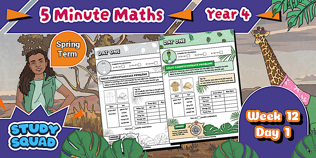 👉 Study Squad 5 Minute Maths - Year 4 Spring - Week 12 Day 1
