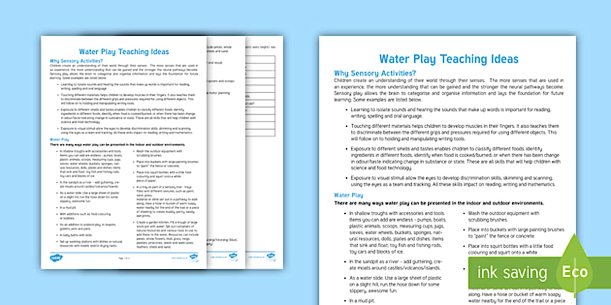 Messy Play Water Teaching Ideas (teacher made) - Twinkl