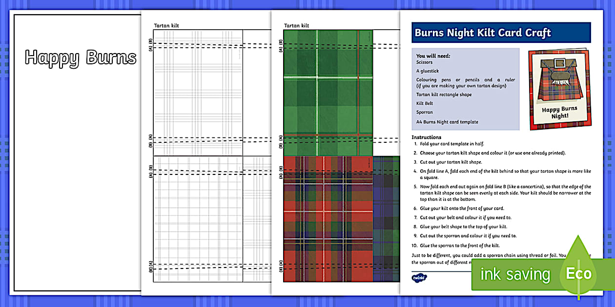 Burns Night Kilt Card Craft - Twinkl