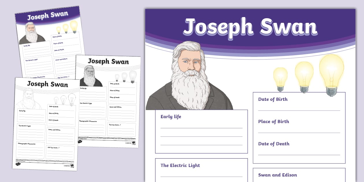 Joseph Swan Fact File Template - Twinkl English - Twinkl