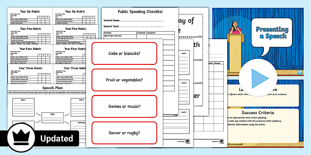 Public Speaking Lesson Plans Builder - Bumper Resource Pack