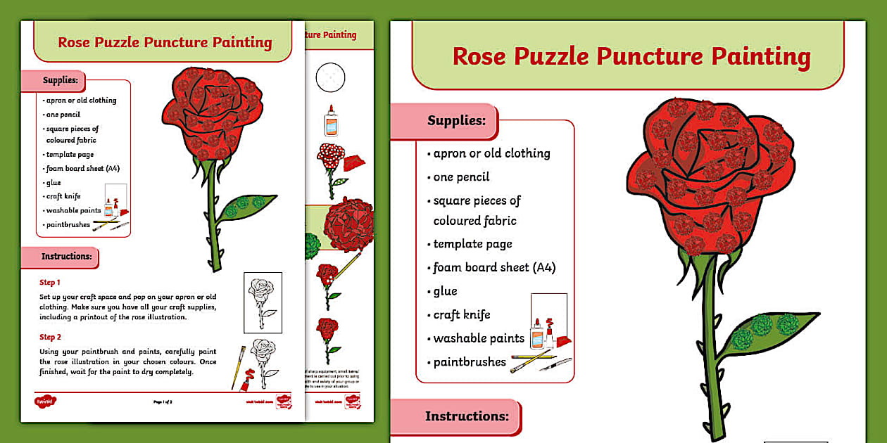 Rose Puzzle Puncture Painting (l'enseignant a fait) - Twinkl