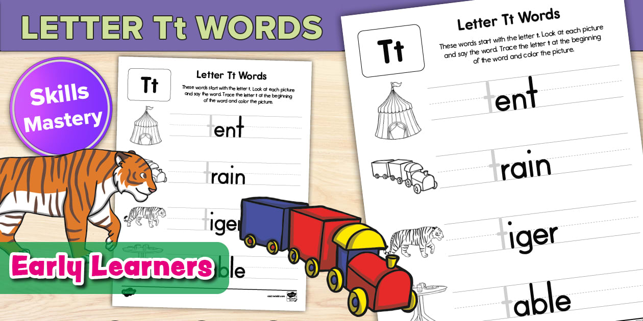Letter Tt Words: Letter Recognition Worksheet for PreK-K