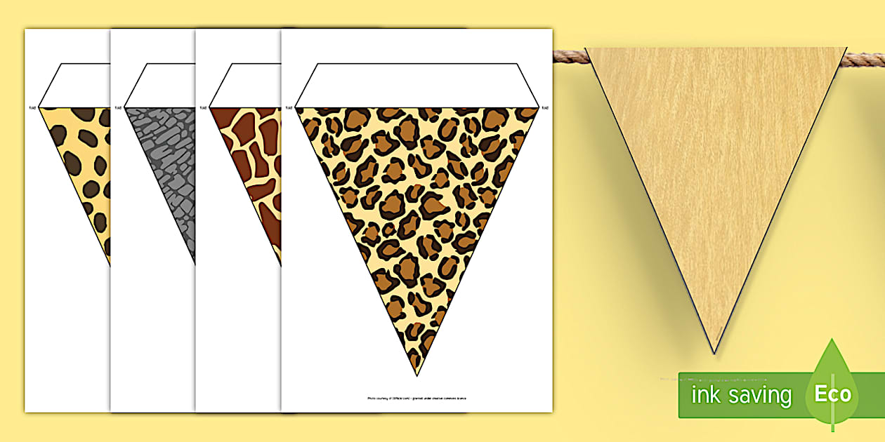 Editable Safari Animal Patterns Themed Display Bunting