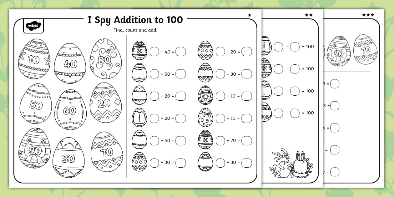 I Spy Addition to 100 Spring Activity Sheet (Teacher-Made)