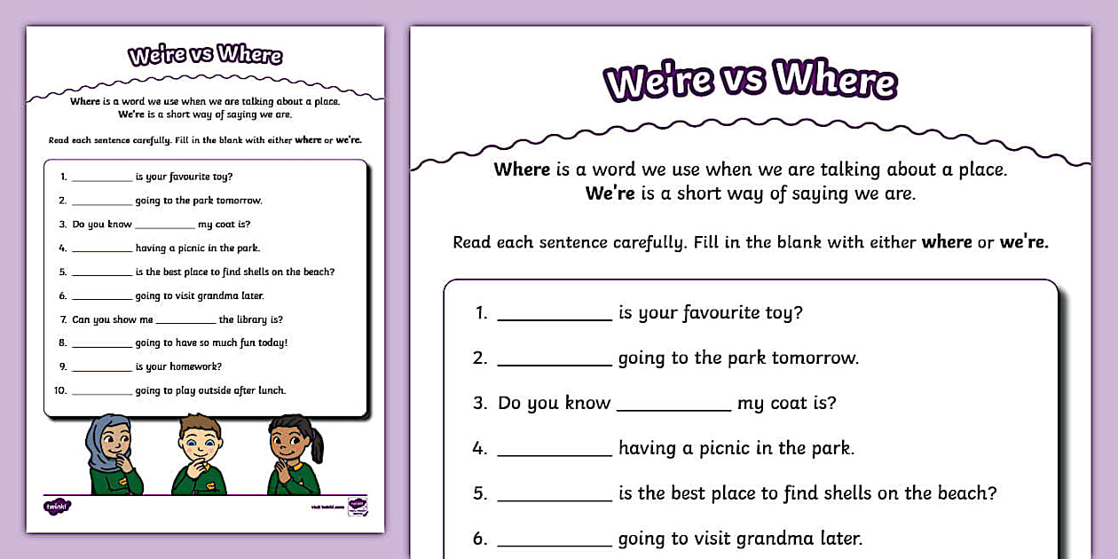 We're vs Where Activity Sheet (creat de profesori) - Twinkl