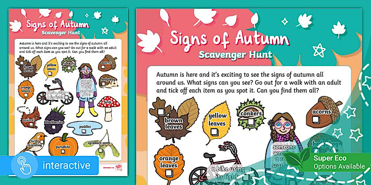 Signs of Autumn Scavenger Hunt (Ages 5 - 7) (teacher made)