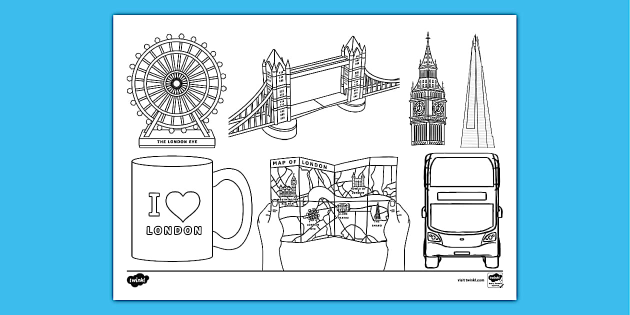 London Doodle Colouring Page (teacher made) - Twinkl