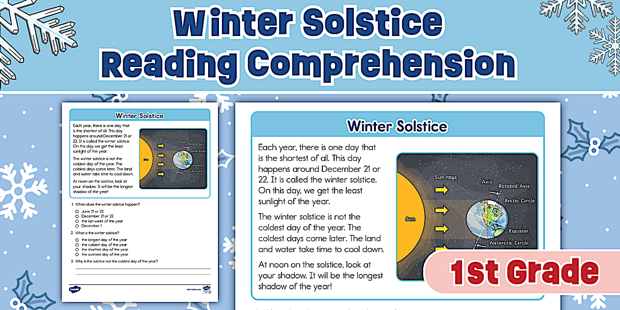 First Grade Winter Solstice Reading Passage Comprehension