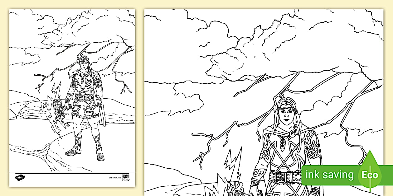 Thor Colouring Page (teacher made) - Twinkl
