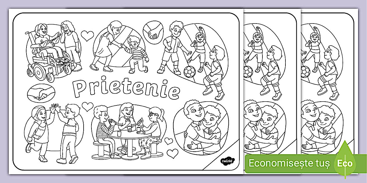 Prietenia - Desene de colorat | Resurse Twinkl România