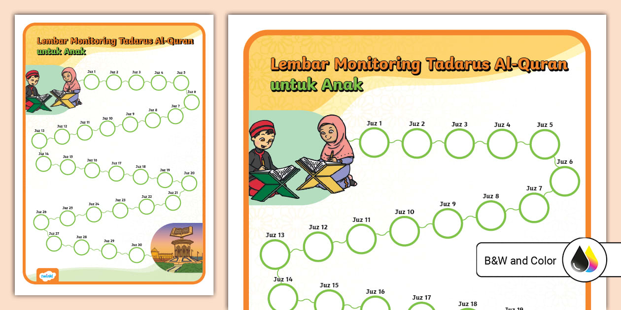Lembar Monitoring Tadarus Al-Quran untuk Anak