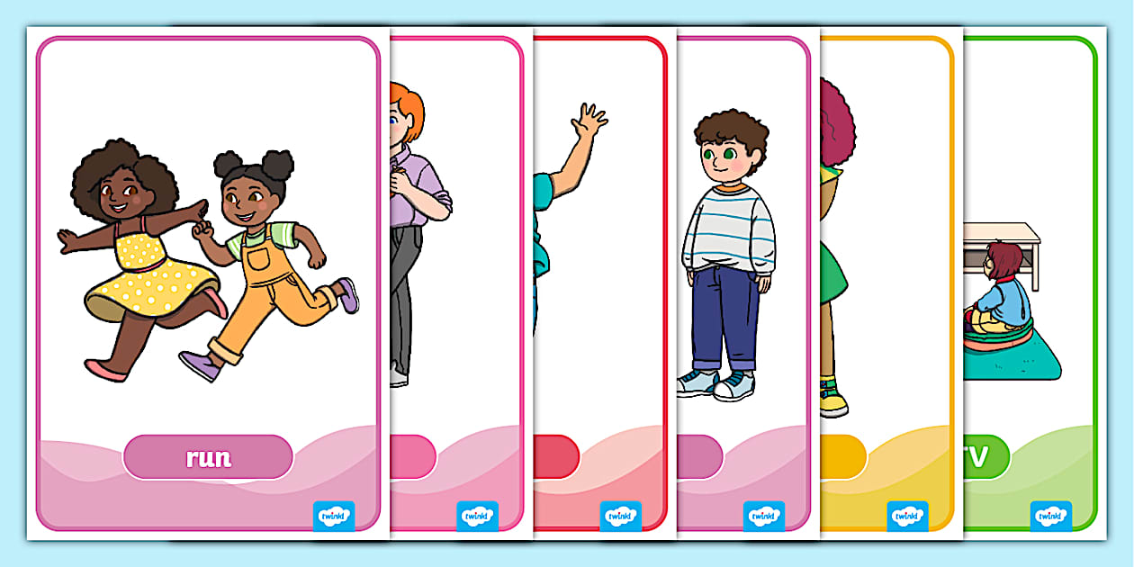 Action Verb Posters (Present Tense)｜小三適用 - Twinkl