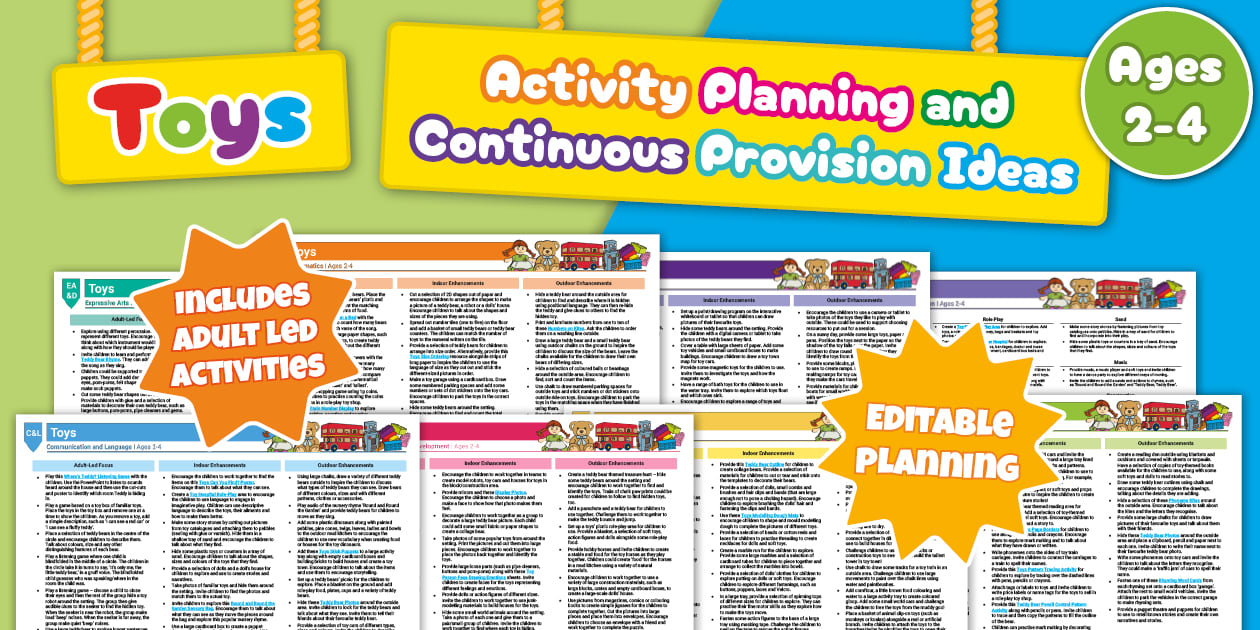 Kindergarten Toys Activity Planning & Continuous Provision Ages 2-4