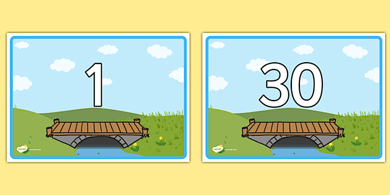 Bridge Themed Display Posters Numbers 1-30 - Twinkl