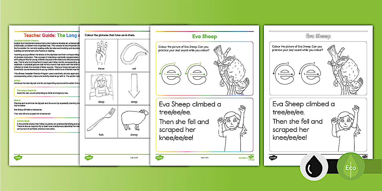 Phonics Canada: The Long e Sound 'ee' Phonics Worksheet