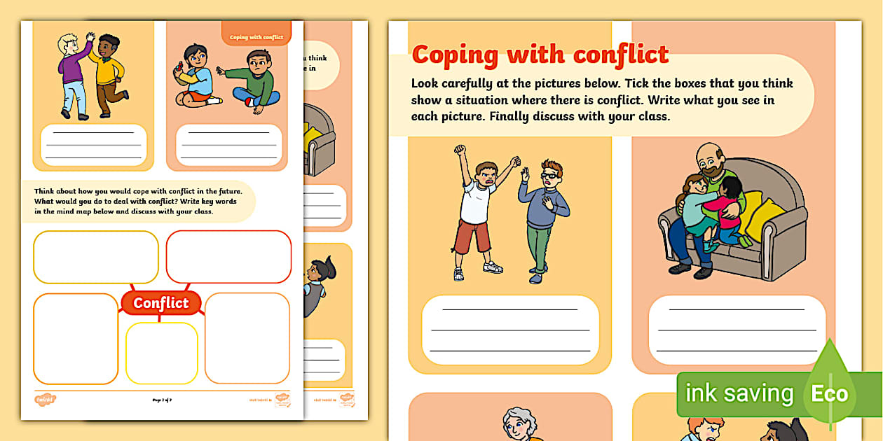 Coping with Conflict Activity Sheet (teacher made) - Twinkl