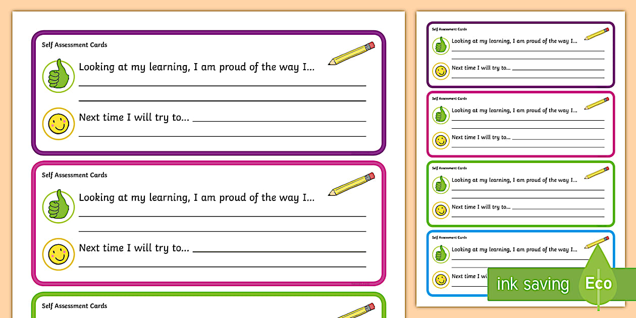 Editable Pupil Voice Child Led Learning Self-Assessment Cards