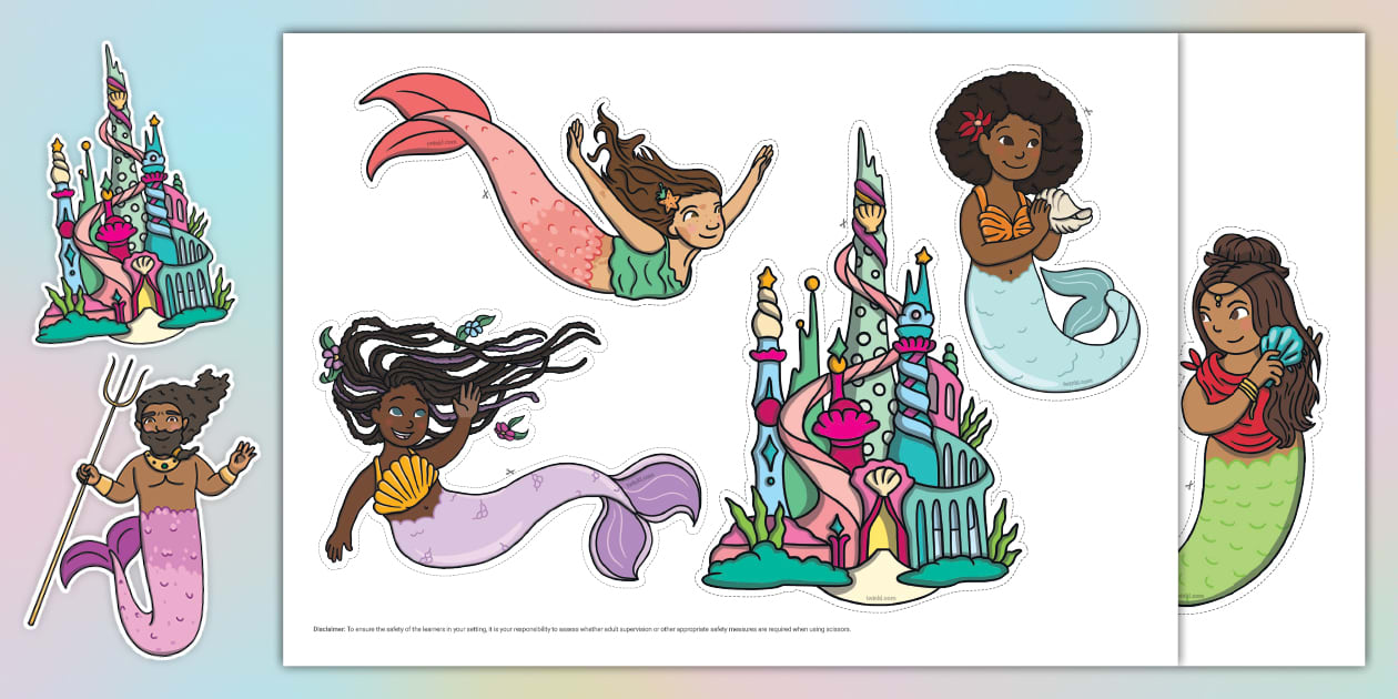 Merpeople Display Cut-Outs (teacher made) - Twinkl