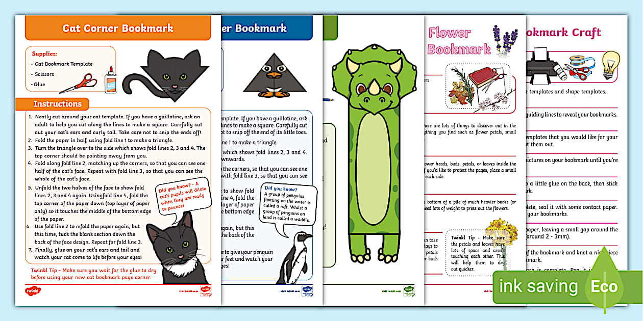 Homemade Bookmark Craft Ideas Pack | Twinkl | KS1 | Crafts