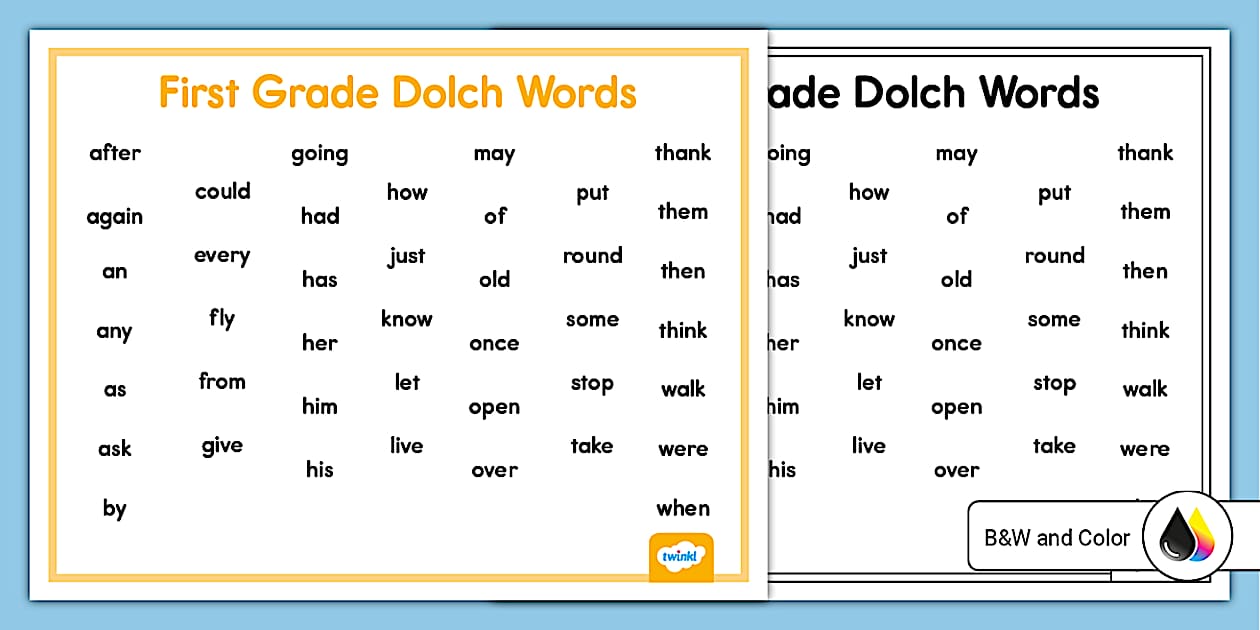 First Grade Dolch Words Mat (Teacher-Made) - Twinkl