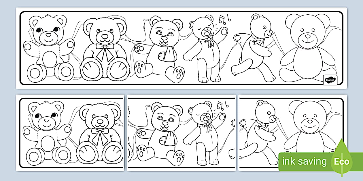 Teddy Bear Colouring Display Banner (Teacher-Made) - Twinkl