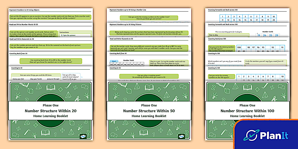 Phase 1 Number Structure Home Learning Booklet - Twinkl