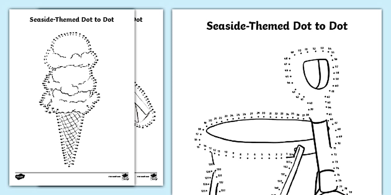 Seaside-Themed Dot to Dot Beyond 100 Worksheets - Twinkl