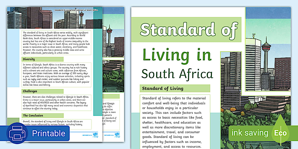Standard of Living and Lifestyle in South Africa - Twinkl