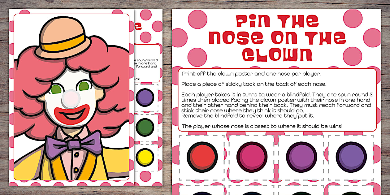 Pin the Nose on the Clown Printable Game | Twinkl Party