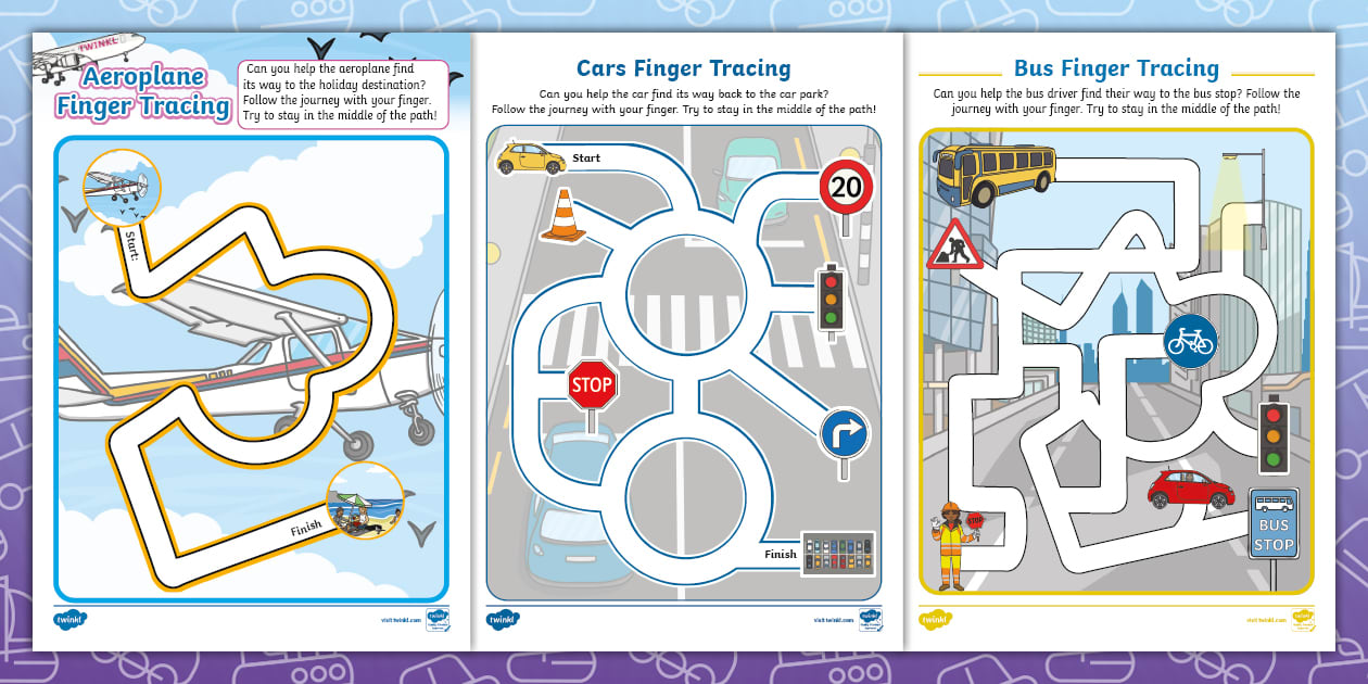 Transport Finger Tracing Pack - Twinkl Fine Motor - Twinkl