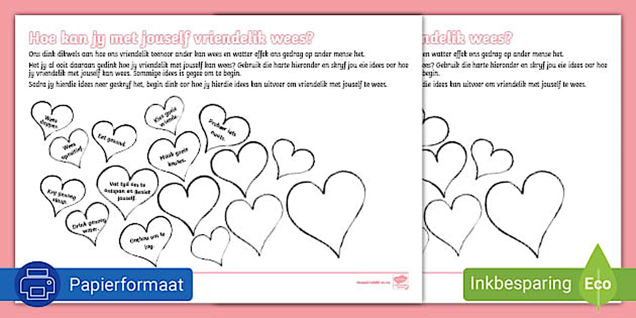 Hoe Kan Jy Vriendelik met Jouself Wees - Aktiwiteit - Twinkl