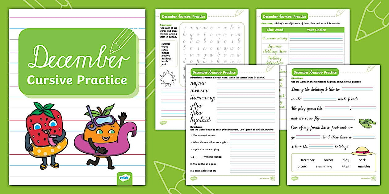 Grade 3: December Holidays Cursive Practice Booklet