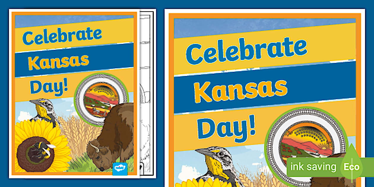 Kansas Day Poster | Printable | Black and White | Color