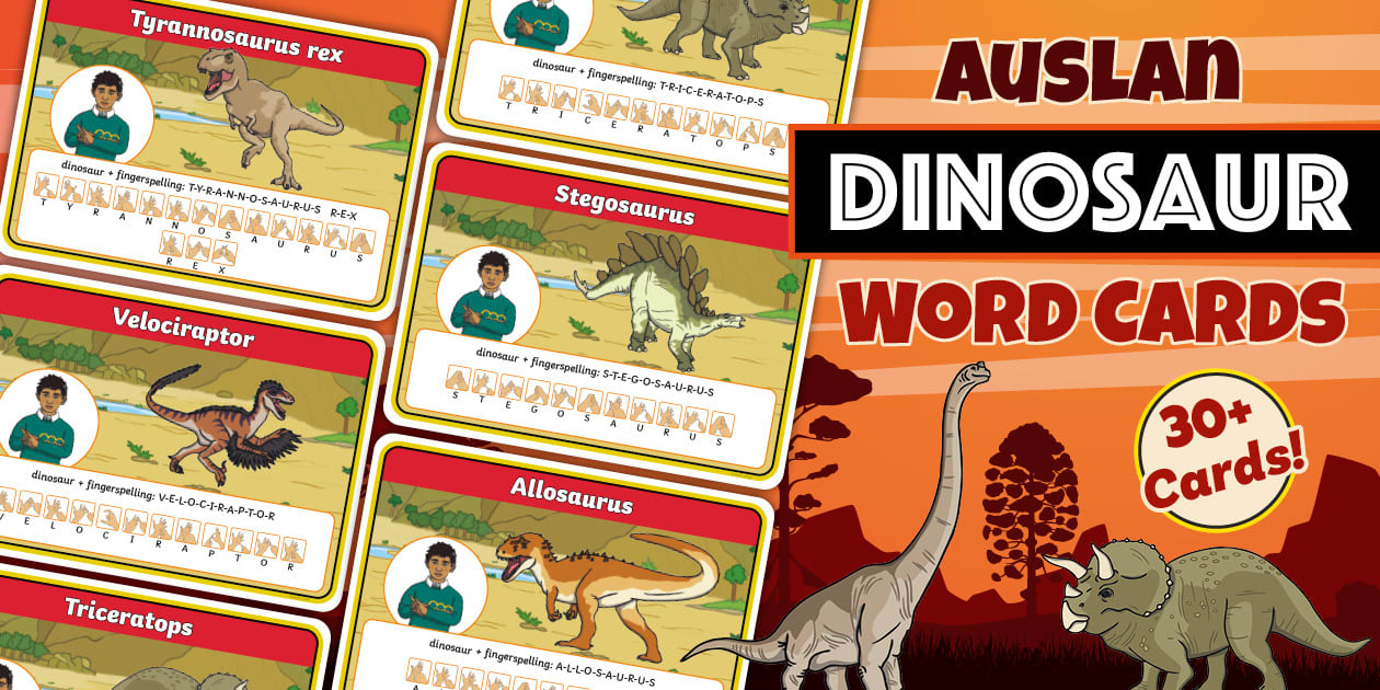 Auslan Dinosaur Word Cards