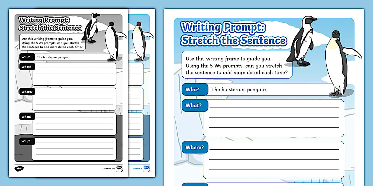 Writing Prompt: Stretch the Penguin Sentence (teacher made)