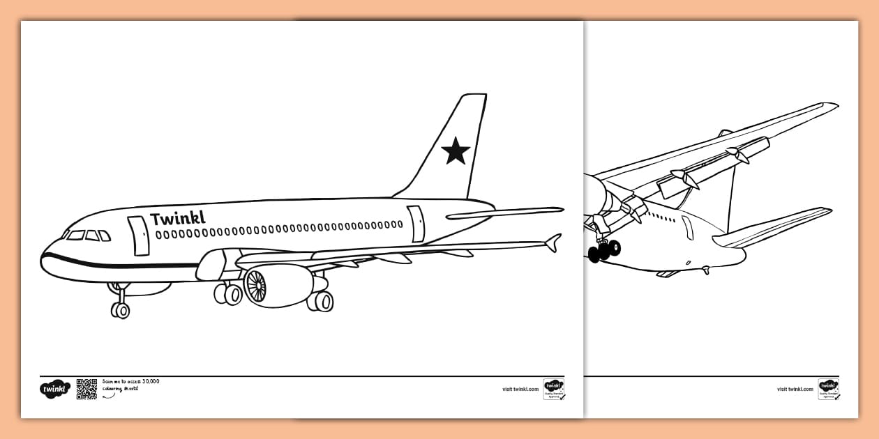 FREE! - Aeroplane Plane Colouring Sheet - Twinkl