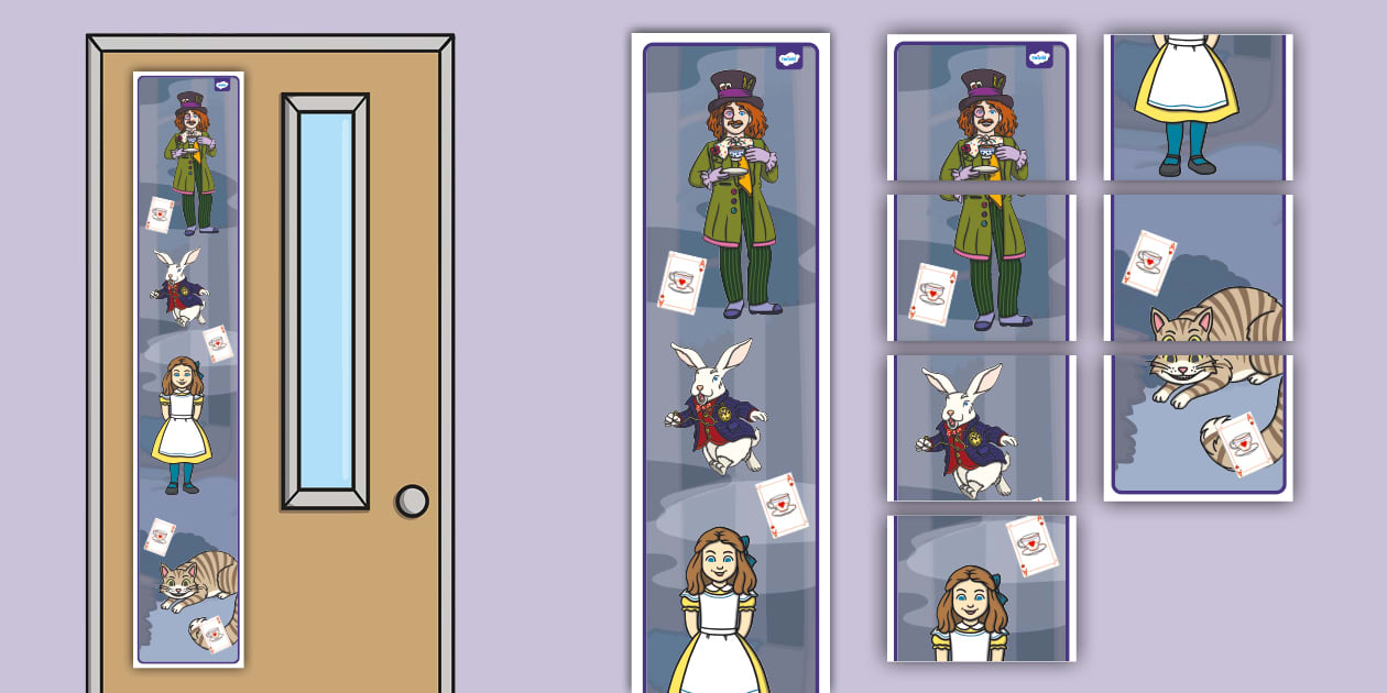 Alice in Wonderland Vertical Door Banner