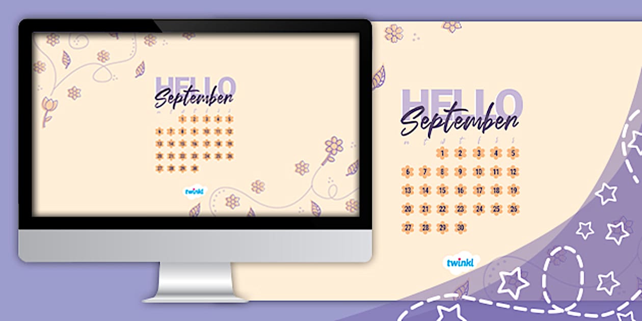 Hello September Calendar Desktop Screensaver - Twinkl