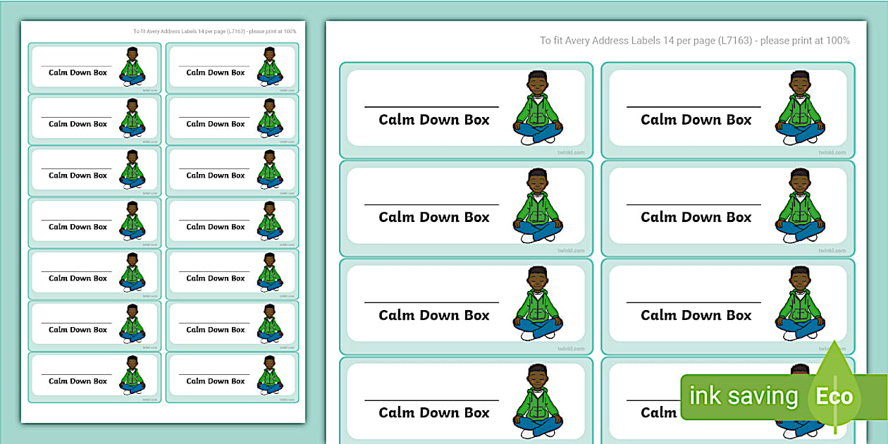 Calm Down Kit Box Labels - Editable and Individual - Twinkl